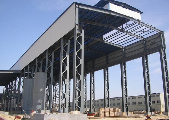 Lattice Column Steel Structure Workshop With Atttached Span For Mining Industry