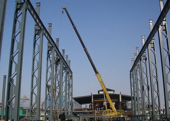 Lattice Column Steel Structure Workshop With Atttached Span For Mining Industry