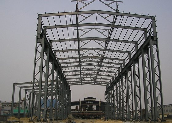 Lattice Column Steel Structure Workshop With Atttached Span For Mining Industry