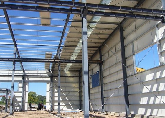 Prefabricated Portal Frame Space Metal Buildings / Prefab Metal Workshop Painted