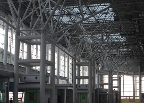 Arc Roof Pre Built Metal Buildings Steel Structure Pipe Truss Exhibition Hall