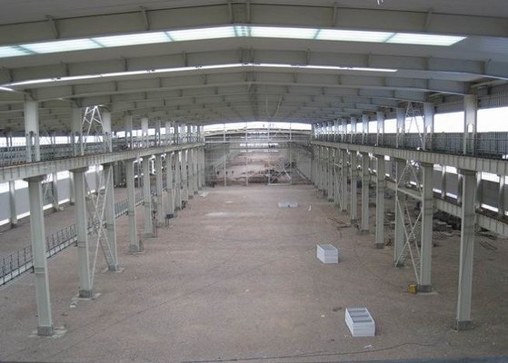 Multiple Span Pre Built Steel Buildings / Steel Frame Workshop With Mezzanine