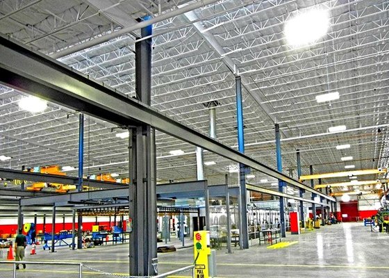 Large Complex Bolts Connection Steel Structure Workshop With Bridge Cranes