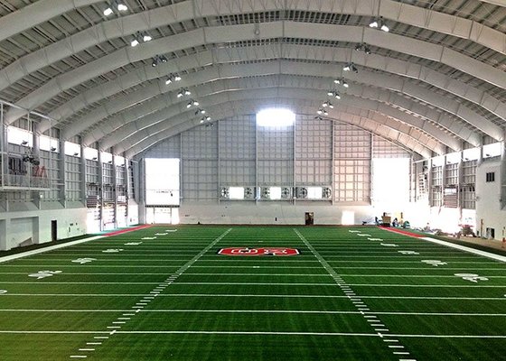 Clean Span Barrel Roof Steel Space Frame Structures For Indoor Soccer Field