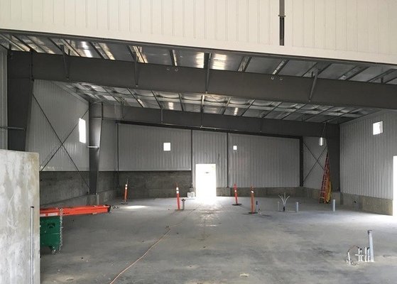 Single Slope Prefabricated Shop Buildings Metal Shed Workshop With High And Lower Span