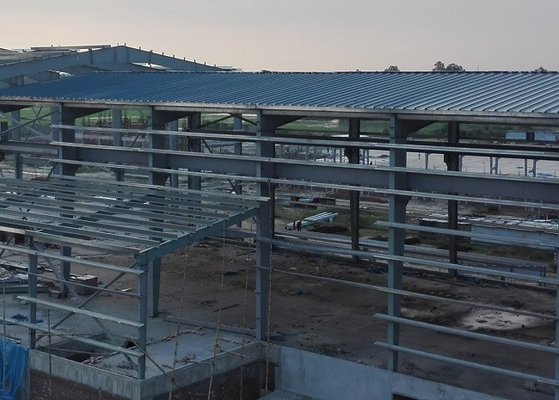 Multiple Floor Prefab Workshop Buildings Portal Frame Structure ISO SGS Certification