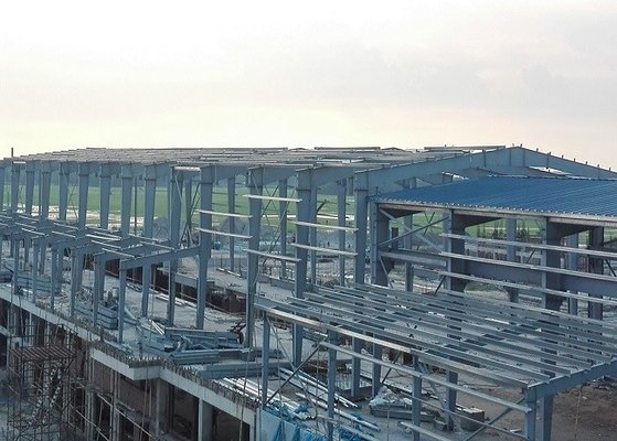 Multiple Floor Prefab Workshop Buildings Portal Frame Structure ISO SGS Certification