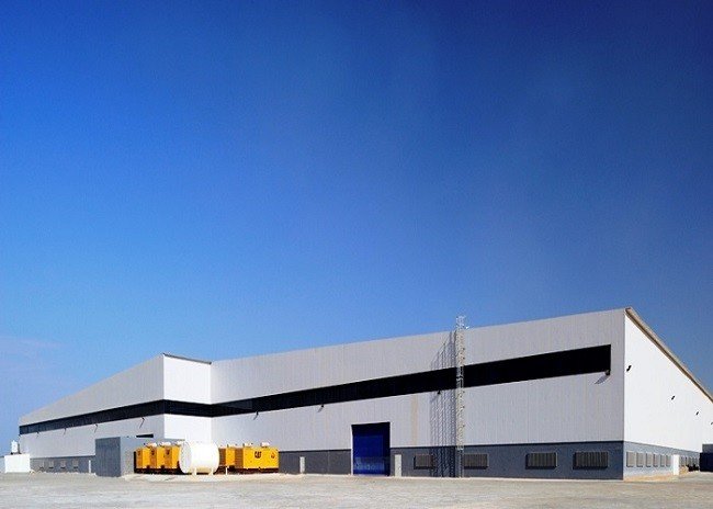Pre Built Metal Buildings , Industrial Steel Frame Buildings For Production Processing