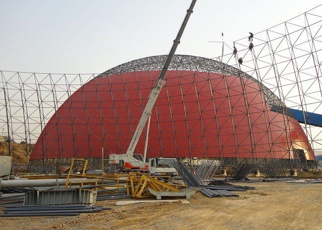 Steel Lattice Shell Steel Space Frame Structures Prefab Storage Buildings Anti Seismic