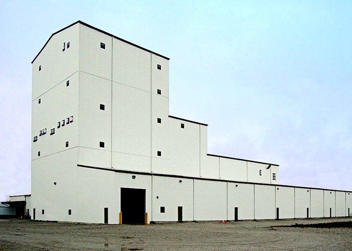 Custom Design Heavy Duty Steel Buildings High Rise Seed Processing Facality With Sandwich Panel Firewall