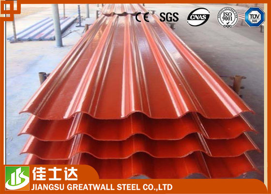 Red Prepainted Galvanised Corrugated Steel Sheets Anti - Erosion