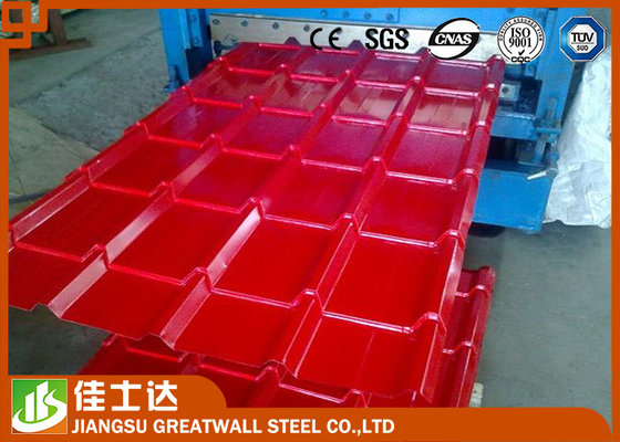 Red Prepainted Galvanised Corrugated Steel Sheets Anti - Erosion