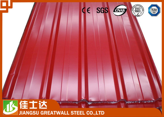 Red Prepainted Galvanised Corrugated Steel Sheets Anti - Erosion
