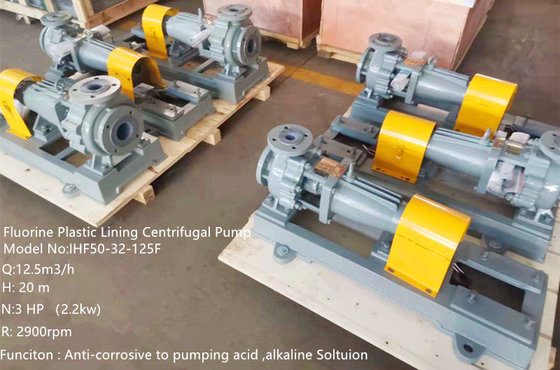 FEP/PFA Lined Centrifugal Water Pump 12.5m3/h at 20m.