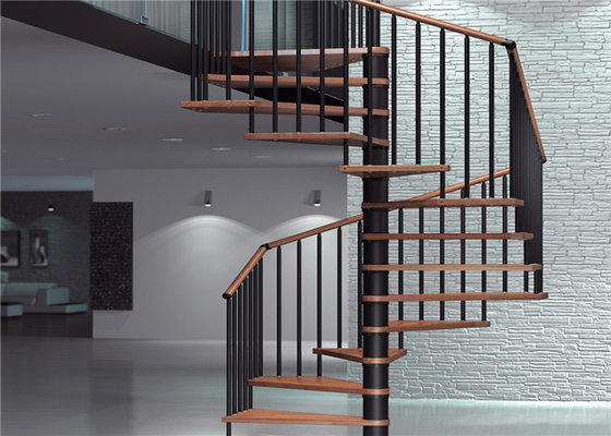 Strong Residential Spiral Staircase Wood Treads , Compact Spiral Staircase For Outdoor Deck