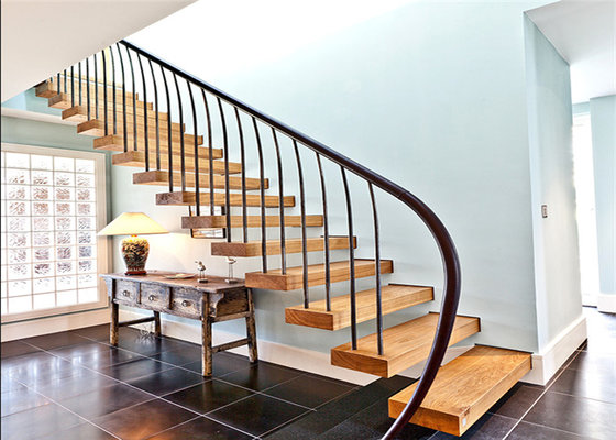 Closed Riser Straight Floating Steps Staircase / Floating Spiral Staircase