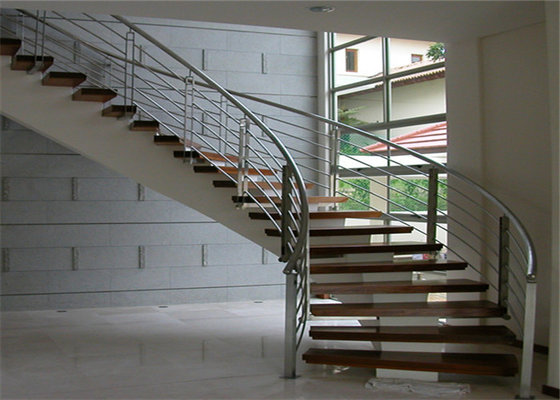 Steady Structure Building Curved Stairs , Contemporary Wooden Curved Staircase