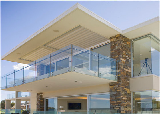 Tempered Glass Balcony Railing , Standoff Glass Railing Stainless Steel Material