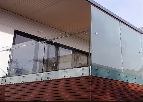 Tempered Glass Balcony Railing , Standoff Glass Railing Stainless Steel Material
