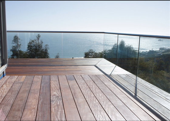 Mirror / Polished Glass Deck Railing Systems , Outdoor Glass Panel Railings