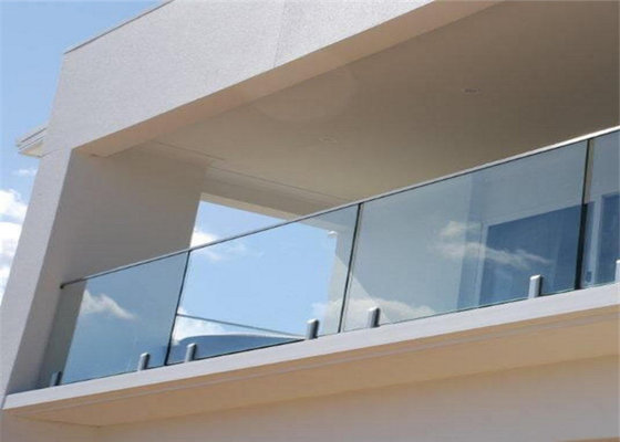 Mirror / Polished Glass Deck Railing Systems , Outdoor Glass Panel Railings