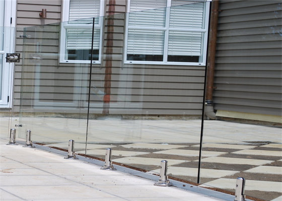 Mirror / Polished Glass Deck Railing Systems , Outdoor Glass Panel Railings