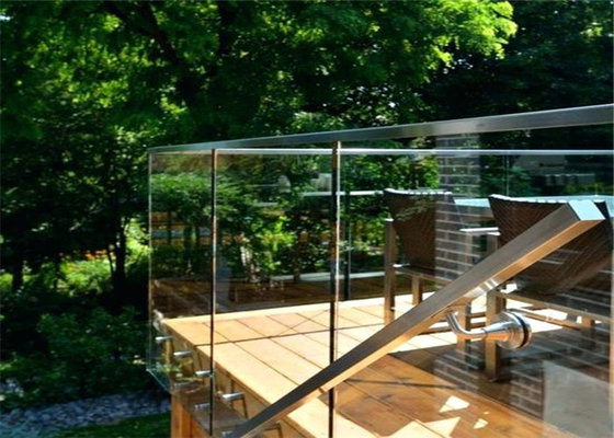 Mirror / Polished Glass Deck Railing Systems , Outdoor Glass Panel Railings