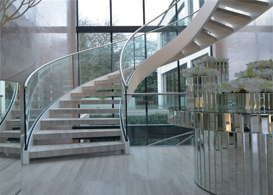 Interior Building Curved Stairs Screws Installation Contemporary Staircase Design