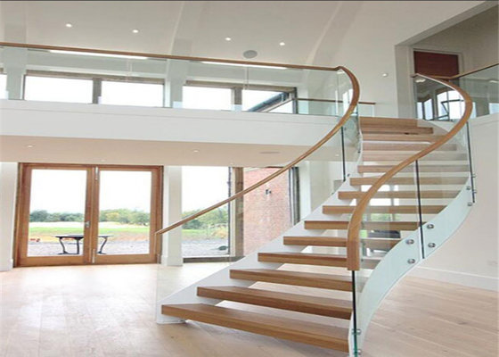 Commercial Stainless Steel Staircase With Tempered Glass Railing