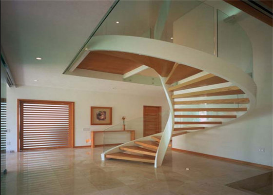 Helical Design Custom Wood Stairs Thailand Rubber Wood Tread For Apartment