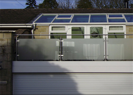 Square Post Building Railing , Outdoor Tinted Tempered Glass Deck Railing
