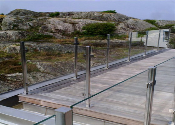 Outdoor Decking Stainless Steel Glass Railing Tempered Frosted Post Easy Installation