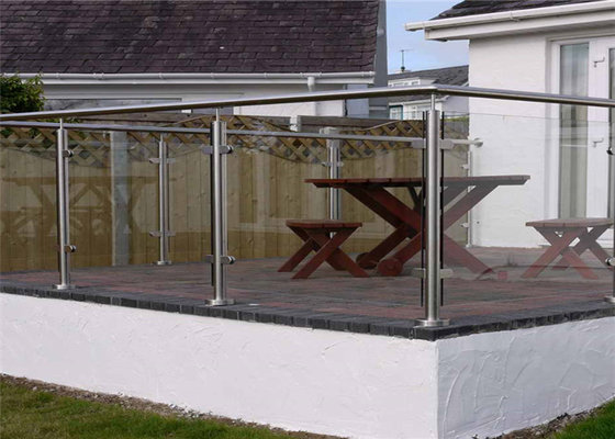 Residential Balcony Stainless Steel Glass Railing Flooring Mounted Customized Size