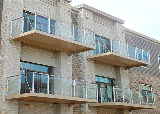 Flooring Mounted Stainless Steel And Glass Railing Systems Mirror / Satin Finish