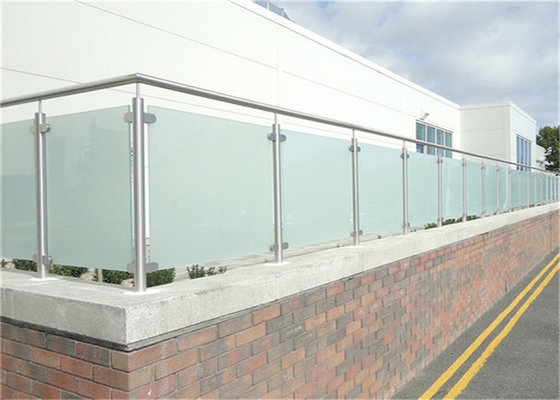 Frosted Tempered Stainless Steel Glass Railing With Satin / Mirror Finish