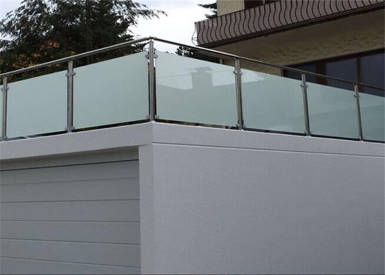 Frosted Tempered Stainless Steel Glass Railing With Satin / Mirror Finish