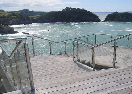 Tempered Stainless Steel And Glass Railings System , Glass Balustrade Systems For Decking