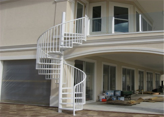 White Stainless Steel Spiral Staircase , Strong Spiral Stairs For Small Spaces