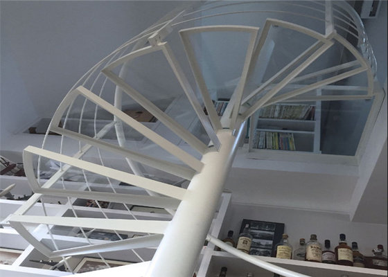 White Stainless Steel Spiral Staircase , Strong Spiral Stairs For Small Spaces