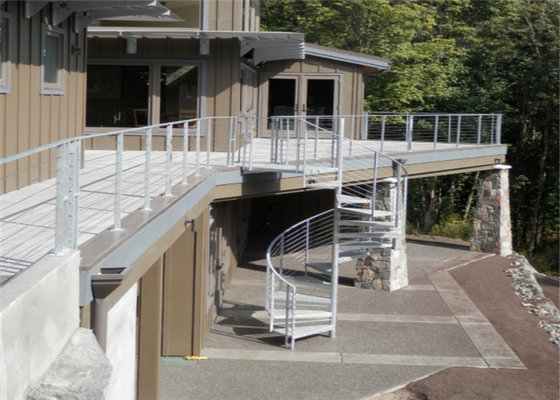White Stainless Steel Spiral Staircase , Strong Spiral Stairs For Small Spaces