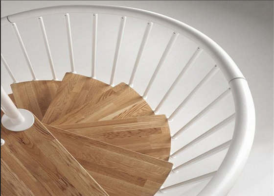 White Stainless Steel Spiral Staircase , Strong Spiral Stairs For Small Spaces