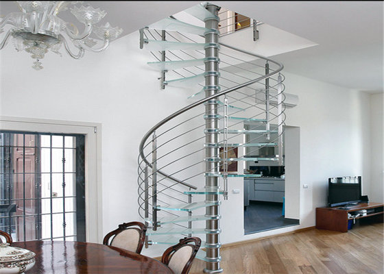 Outdoor / Indoor Metal Spiral Staircase White Power Coating Central Beam Stairs Design