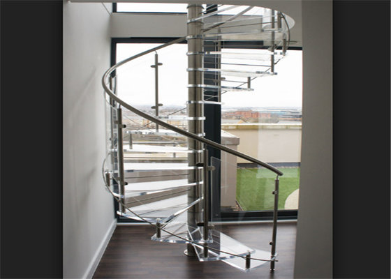 Modern Frameless Glass Spiral Staircase , Residential Decorative Spiral Staircase