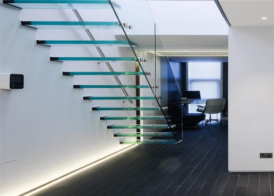Prima Building Floating Steps Staircase Laminated Glass Steps Floating Straight Stair