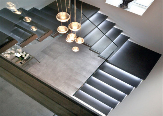 Prima Building Floating Steps Staircase Laminated Glass Steps Floating Straight Stair