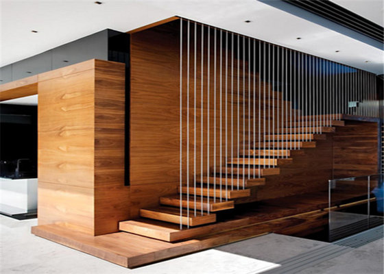 Metal Floating Stairs , Modern Floating Stairs Single Invisible Stringer Staircase