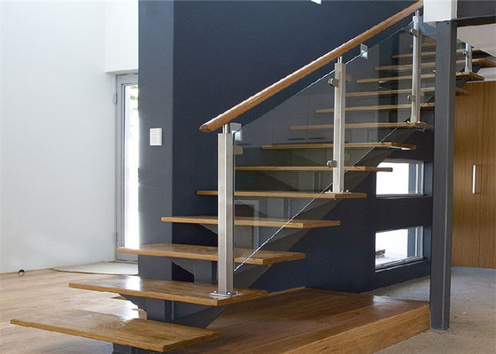 Prefabricated Straight Flight Staircase Luxury Modern Style ANSIZ97.1 Approved