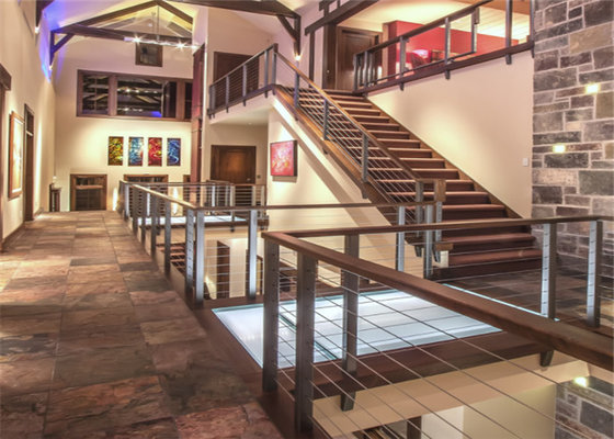 Exterior Customized Design Stainless Cable Stair Railing System , Stainless Steel Decking Balustrade