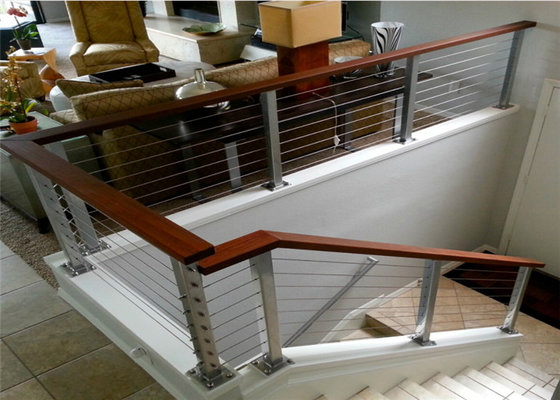 Building Stainless Steel Cable Railing Systems Balcony Wire Polished Finish For Stair