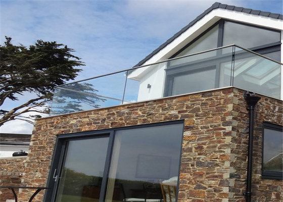 Tempered Frameless Glass Railing Customized Height , 1200mm Maximum Centres